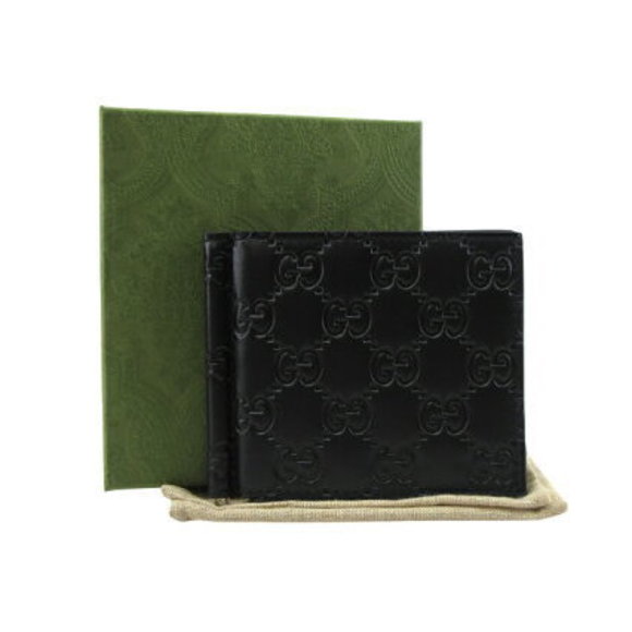 Gucci | Bags | Gucci Guccissima Leather Money Clip Wallet Bifold Black ...